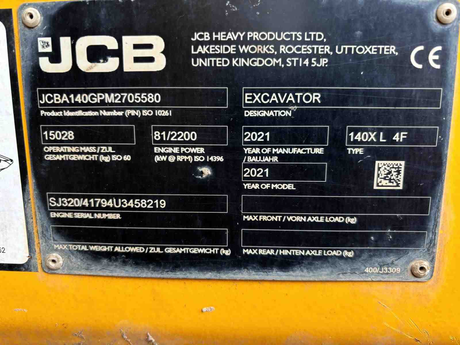 JCB Finance Used 2021 JCB 140X LC T4F X Line Excavator 2021 for sale